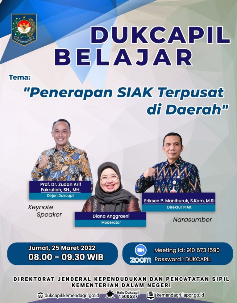 Dukcapil Belajar, Tema : Penerapan SIAK Terpusat di Daerah ...